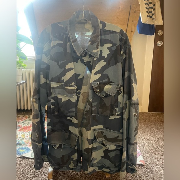 Jackets & Coats | Vintage Blue Camo Jacket Military | Poshmark